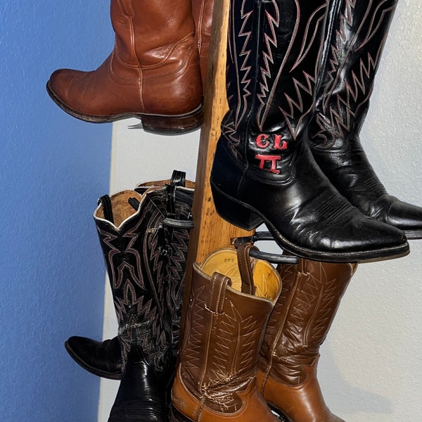 Cowboy Boot Rack: 6-boot Tree With Horseshoe Detail - Etsy