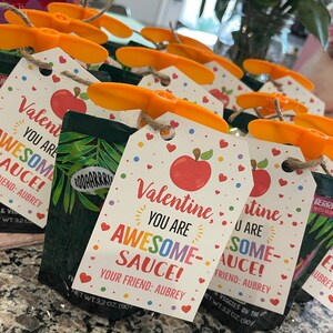 Applesauce Valentine Gift Tag You're Awesome Sauce Valentines Day Tag ...
