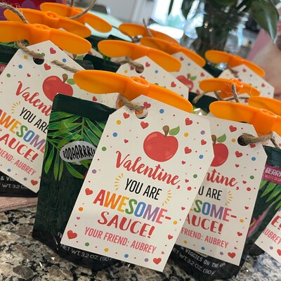 Applesauce Valentine Gift Tag You're Awesome Sauce Valentines Day Tag ...