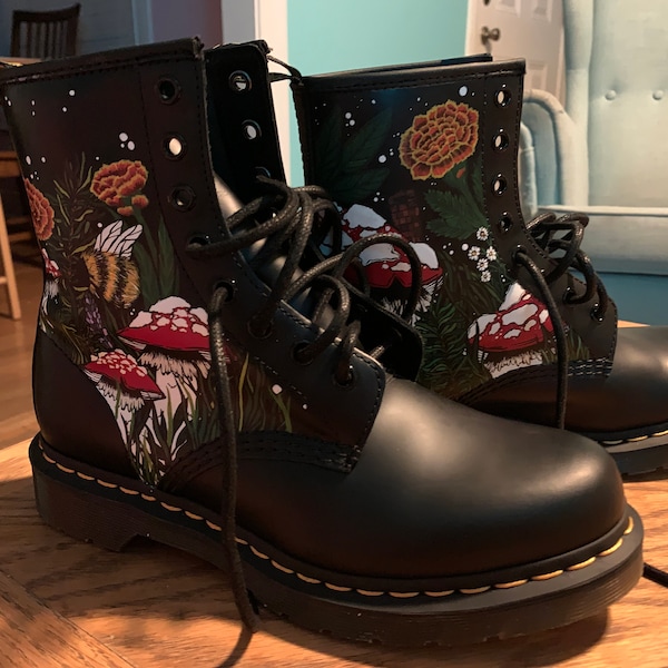 Custom Hand Painted Doc Martens • Cottage Core Boots • Magical Boots ...