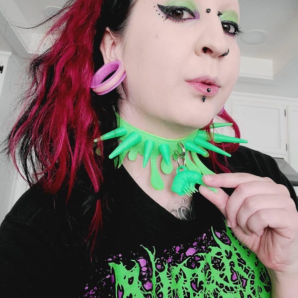 Pride Flag Spiked Choker Collar, Pansexual Asexual Bisexual Non-binary ...