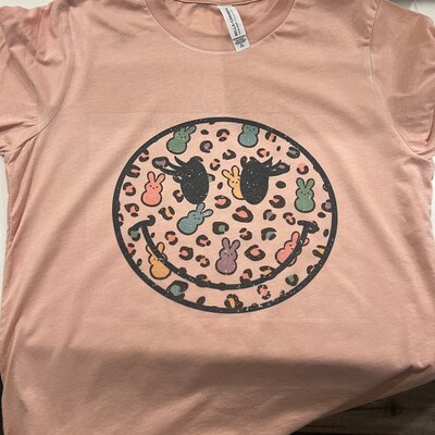 Leopard Print Smiley Face PNG Easter PNG Pastel Smiley Face Shirt ...