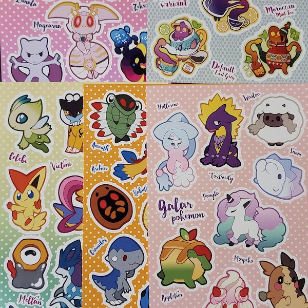 Water Type Pokemon Sticker Sheet Pokemon Type Series - Etsy