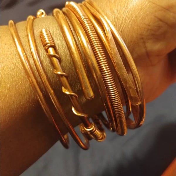 Pure Copper Bangles, Adjustable Stackable Bracelets, Raw Copper Cuff ...