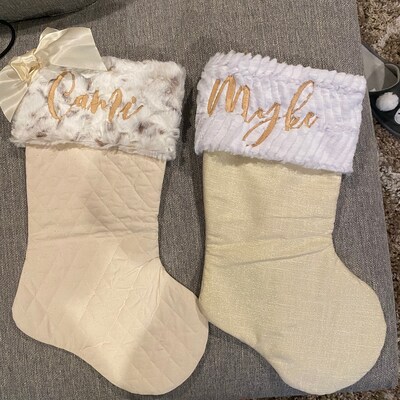 Neutral Stockings. Personalized Christmas Stocking. Ivory Christmas ...