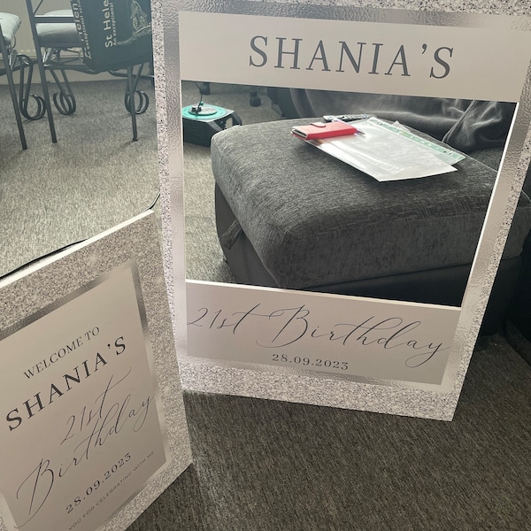 Silver Birthday Selfie Frame and Matching Party Sign, Silver Photobooth ...