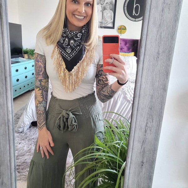 Personalized Paisley Bandana With Sequin Fringe, Bachelorette Party ...