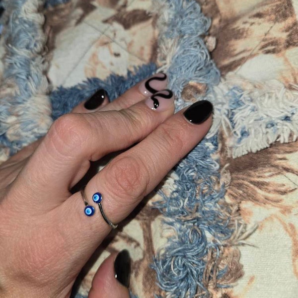 PERIMADE Evil Eye Nazar Bypass Ring • Turkish Blue Eye Stacking Ring ...