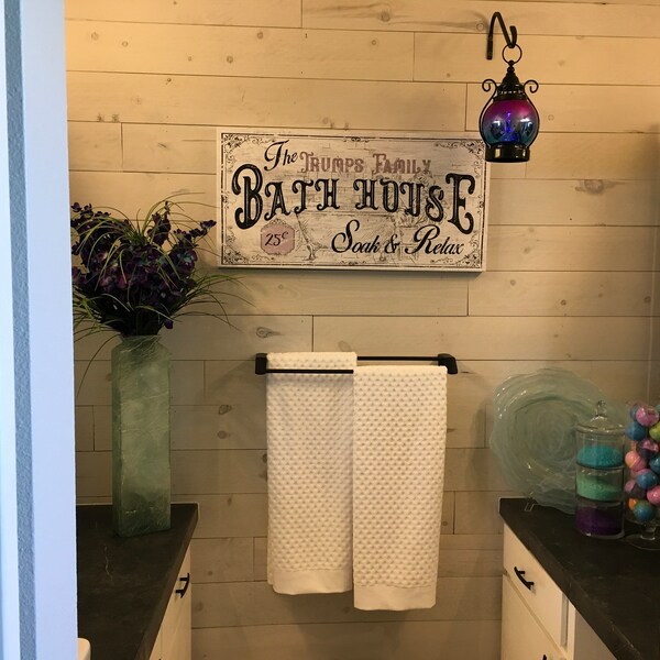 Custom Bath House Sign, Bathroom Sign, Vintage Bathroom Decor, Bathroom ...