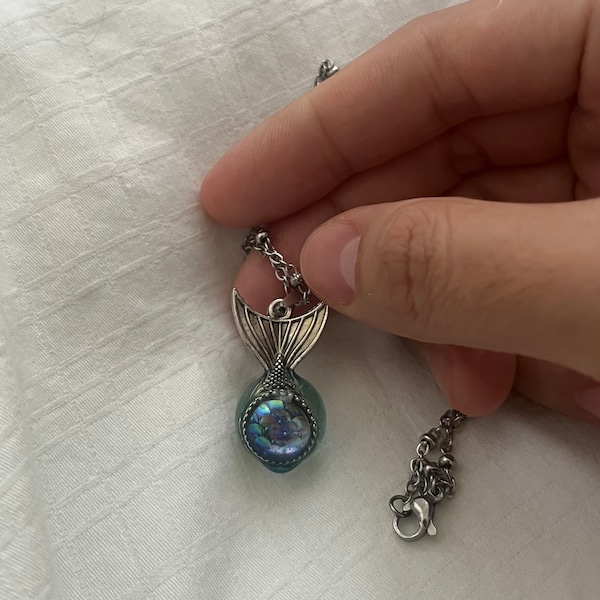 Mermaid Tail Resin Orb Necklace: Unique Ocean Gift - Etsy