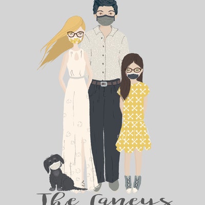 Custom Digital Family Portrait Drawing Illustration Family - Etsy Canada
