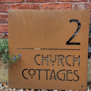 Corten Steel House Numbers With Stainless Steel Backing Plate, Rusty ...