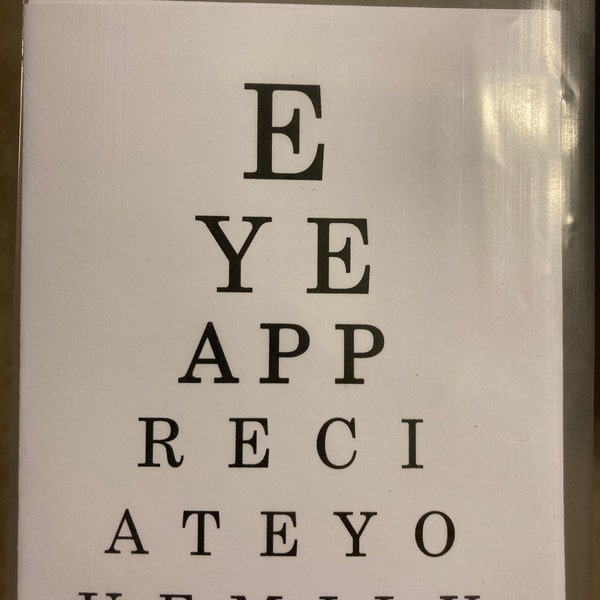 Eye Chart Card.thank You.eye Chart.eye Chart Card.paper Goods.eye Exam ...