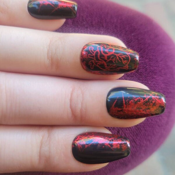 Midnight Cat Eye, Press on Nails, Colour Shift Nails, Cosplay Nails ...
