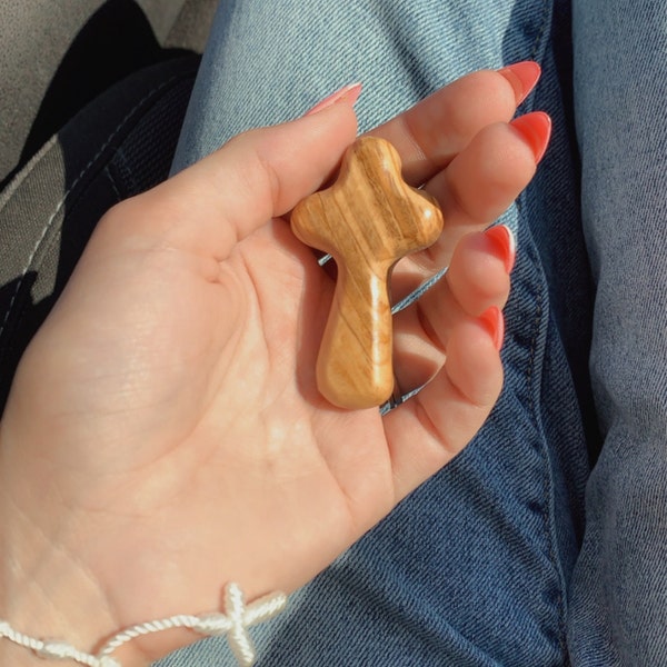 Comfort Cross Made From Genuine Olive Wood From the Holy Land - Small ...