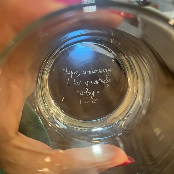 Custom Etched Handwriting Rock Glass - Engrave Your Handwritten Message ...