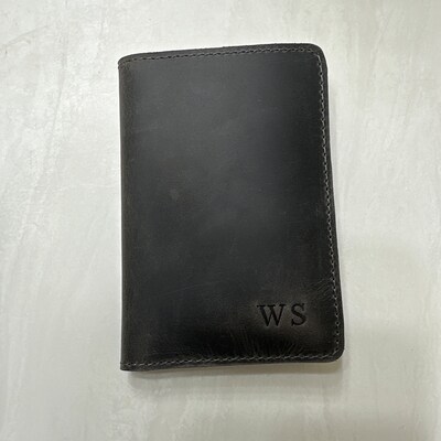 Gray Slim Front Pocket Wallet. Minimalist Personalized Leather Wallet ...