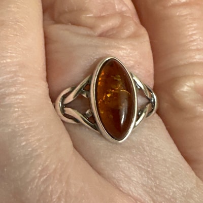 Honey Natural Baltic Amber Ring, Natural Amber Jewelry, Sterling Silver ...
