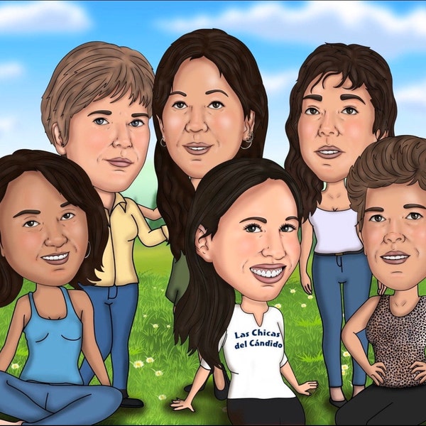 Custom Group Family Caricature From Your Photos, Cartoon Family ...
