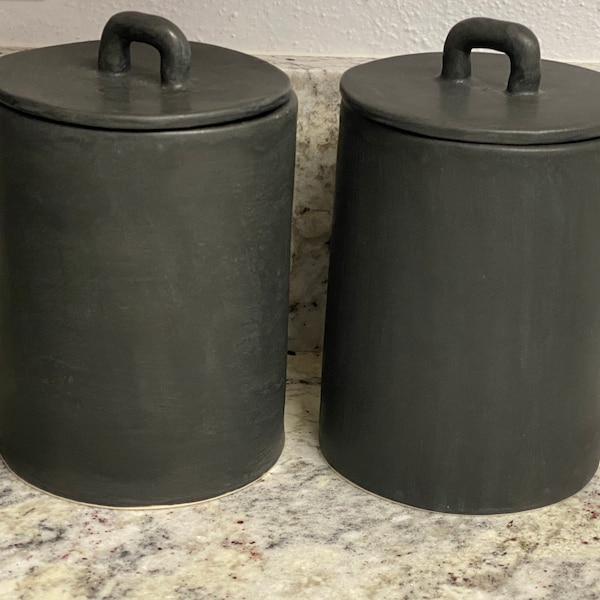 Stoneware Canister Customizable Canister Food Crock Open Shelf Storage ...