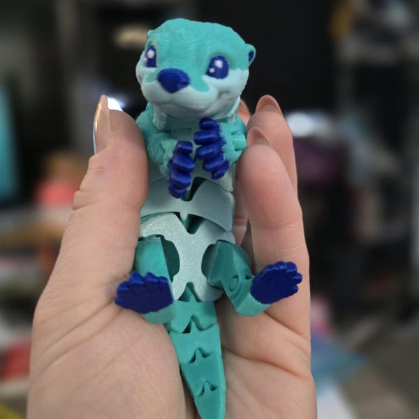 Otter 3D Printed Articulated Figure - River Otters - Mama and Baby ...