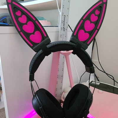 Heart Bunny Ears for Headsets and Headphones, Synthwave Gamer Rabbit ...