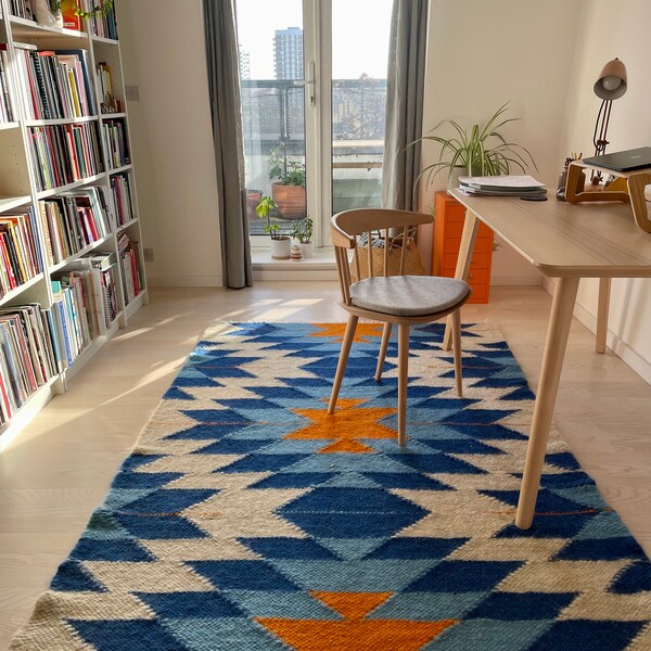 Neutral Beige Aztec Rug With White Pattern 5x7, Large Wool Area Rug ...