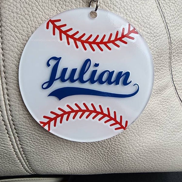 Personalized Baseball Bag Tag: Acrylic Team Player Keychain - Etsy