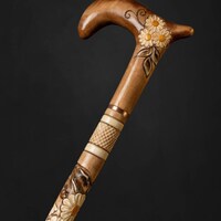 Walking Cane for Ladies Chamomile Flower, Hand-carved Pretty Cane With ...