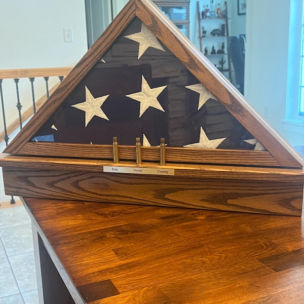 Retirement Flag Display Case W/ Etched Military Seal - Etsy