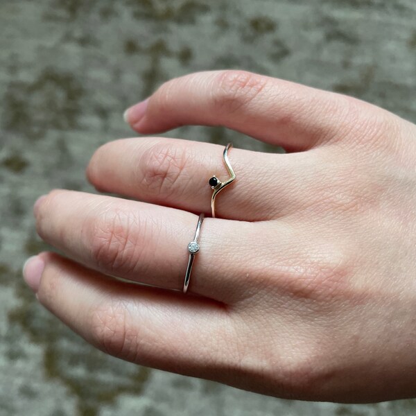 Gold Cz Ring, Dainty Gold Ring, Silver Cz Ring, Minimal Ring ...