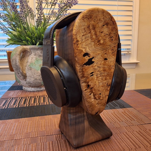 A Delightful Walnut Headphone Stand, Holder, Hanger With a Hidden ...