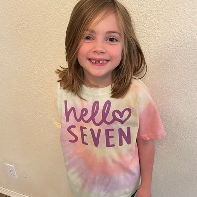 Hello Seven Shirt, 7th Birthday Shirt, Pastel Tie Dye Shirt, Birthday ...