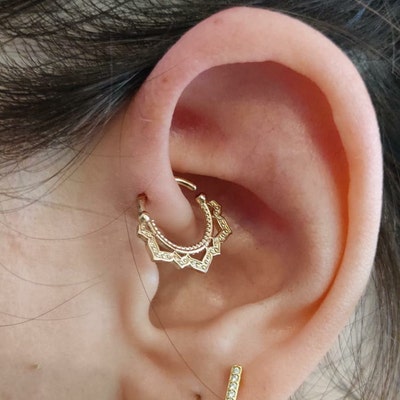 Lotus Ear Piercing, Gold Tragus Earring, Helix Piercing, Tragus Hoop ...