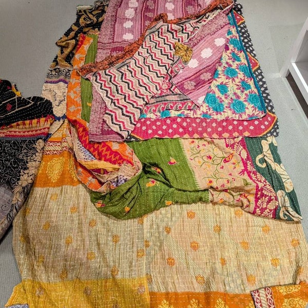 Indian Recycled Silk Sari , Art Silk Sari Fabric Used Bundle for Nuno ...
