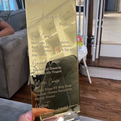 Standing Luxury Wedding Menu, Table Mirror Acrylic Engraved Menus With ...