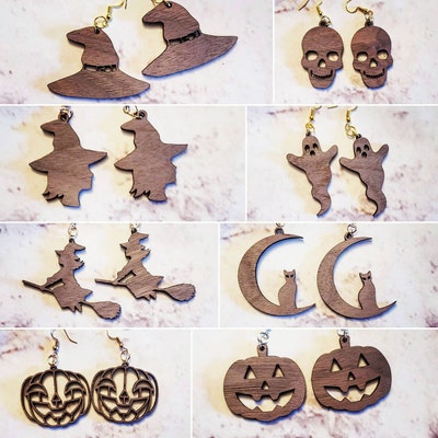 42 Halloween Earrings SVG, Halloween Earrings Template Bundle SVG Files ...