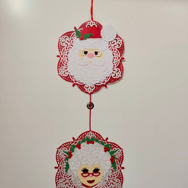 Santa and Mrs Claus 3D Papercut Template Set, SVG, PDF, Dxf, Layered ...