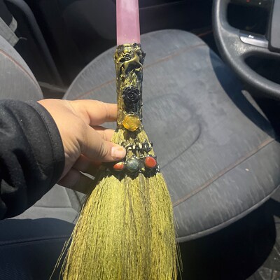 Crystal Point Altar Broom With Charms and Tumbles Protection Broom ...