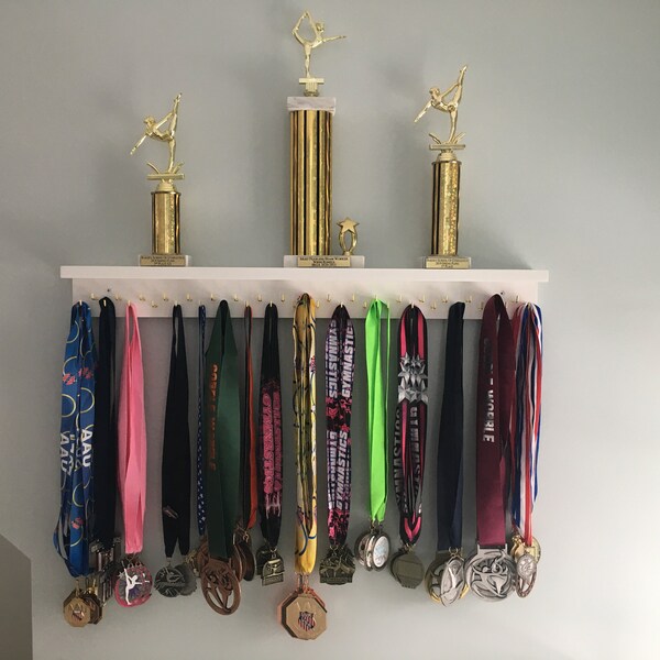 Large Medal Wall Holder Wide Top Shelf / Trophy Medal Ribbon Display ...
