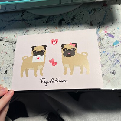 Pug Valentine's Day Card Pugs & Kisses - Etsy