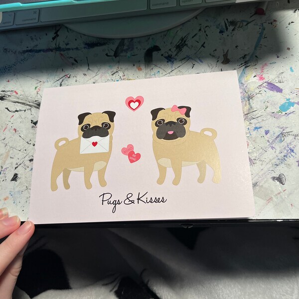 Pug Valentine's Day Card - Pugs & Kisses - Etsy