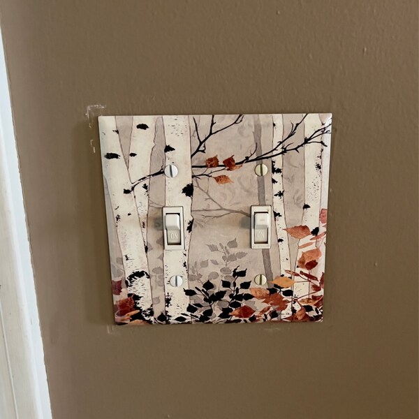Birch Tree Switch Plate Rustic Woods Tree Decor Cabin Decor - Metal ...