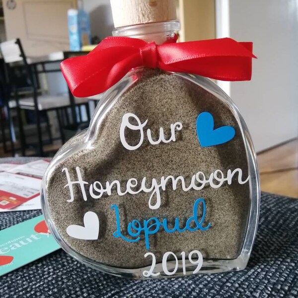 Personalised Honeymoon Destination Sand Keepsake Bottle Jar, Sand ...