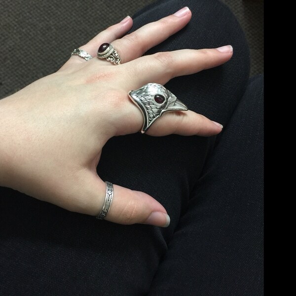 White Spirit Raven Ring - Etsy