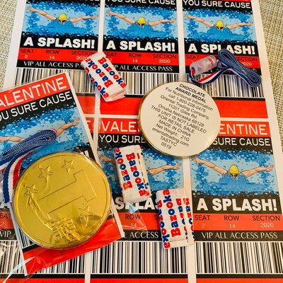 EDITABLE Swimmer Ticket Valentine's Day Cards, INSTANT DOWNLOAD ...