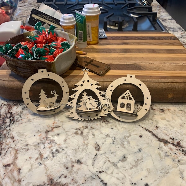 Laser Cut Wooden 3D Christmas Ball Ornament Svg Glowforge Christmas ...