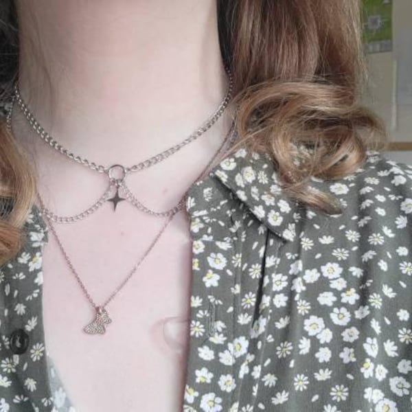 Astral | Layered Dainty Star Necklace | Stainless Steel Celestial ...