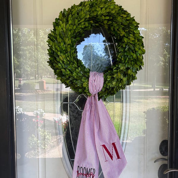 Classic French Toile Wreath Sash, Classic Monogrammed Toile Sash ...