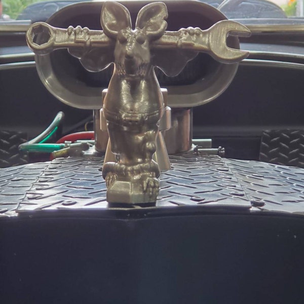 Metal Rat Fink Style Hood Ornament, Rat Rod Mechanic, Pewter Finish - Etsy